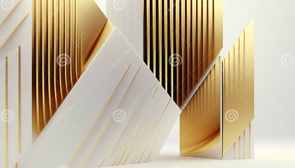 Abstract Background with Golden Lines. 3d Render Stock Illustration ...
