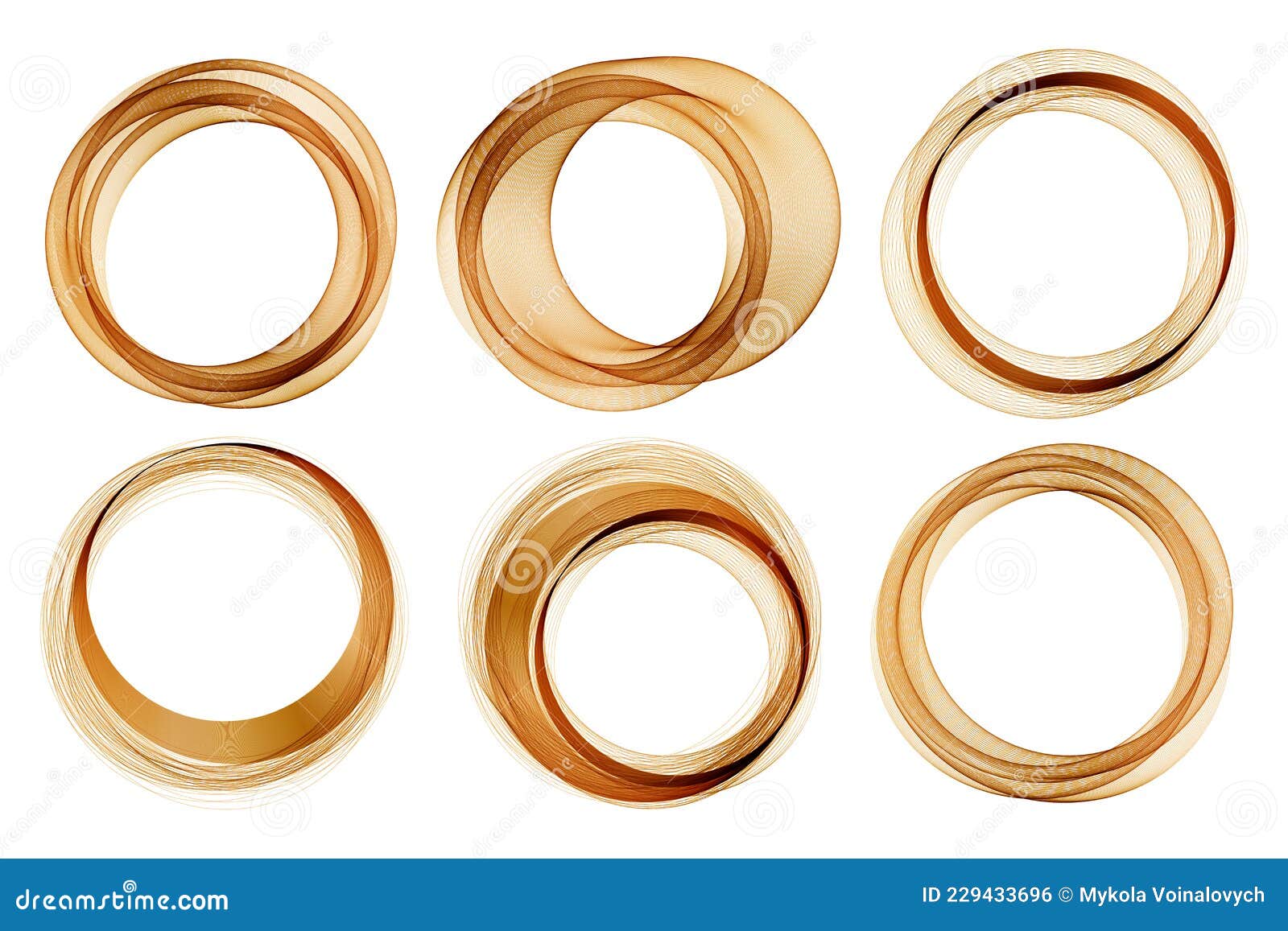 Abstract Background, Golden Lines Waves, Smooth Round Wave on a White ...