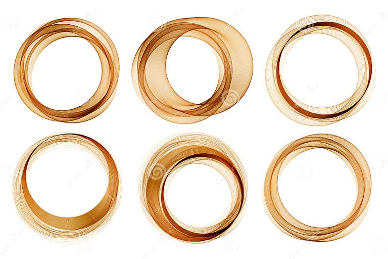 Abstract Background, Golden Lines Waves, Smooth Round Wave on a White ...