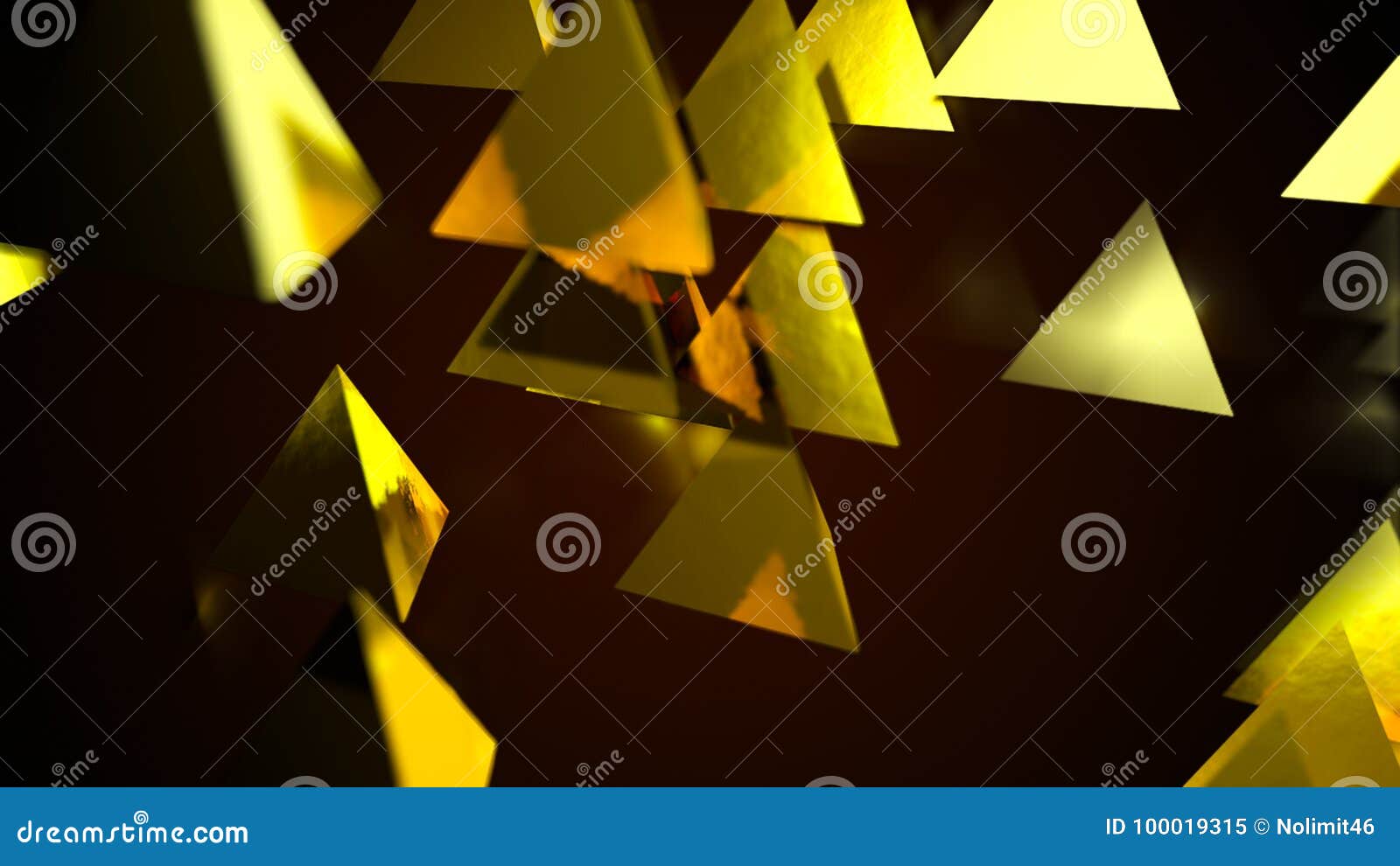 Abstract Background with Golden Pyramids. Digital Backdrop Stock ...