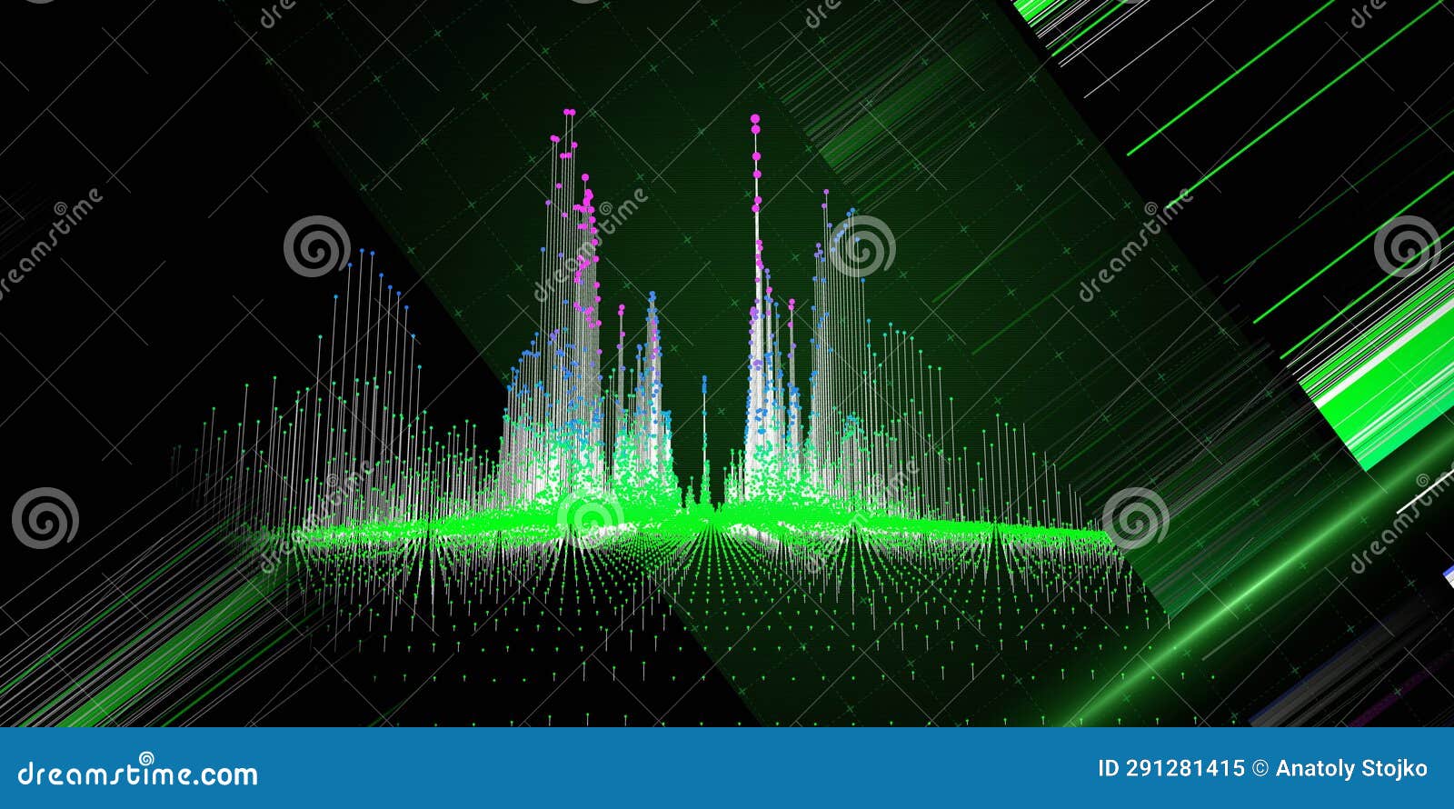 Abstract Background Graph from Lines and Color Dots with Blurred Lines ...