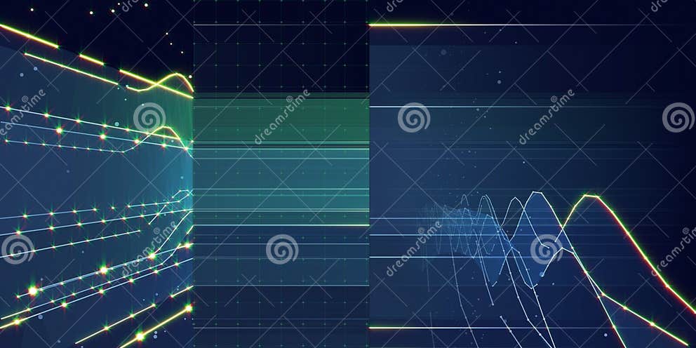 Abstract Background Graph Wavy Color Graph with Dots and Glow Lines on ...