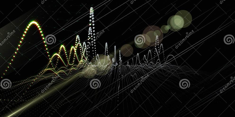 Abstract Background Graph Wavy Grid with Spheres and Glow. Technology ...
