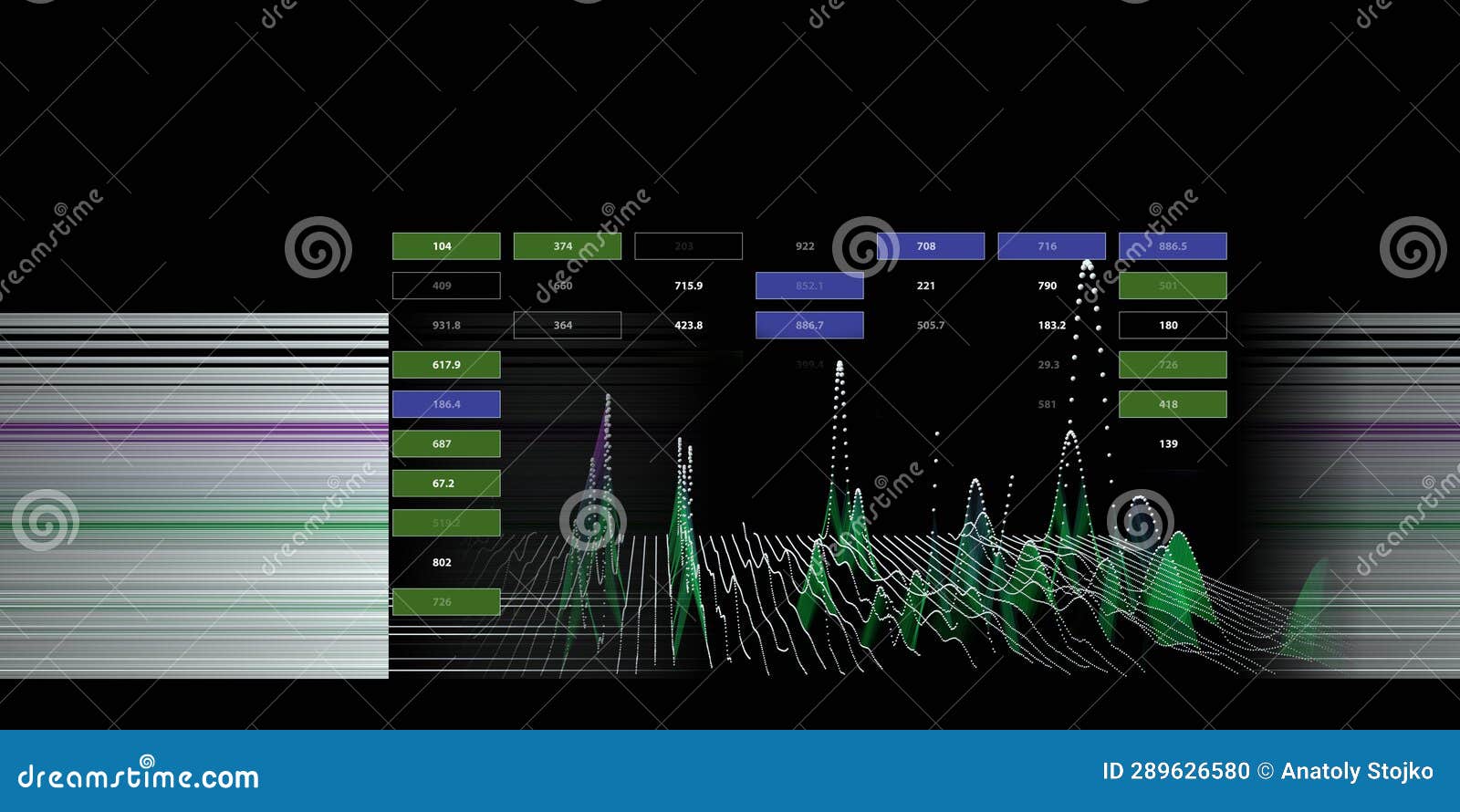 Abstract Background Graph Wavy Grid with White Spheres, Blurred Line ...