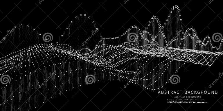 Abstract Background Graph Wavy Lines from Points on Black. Technology ...