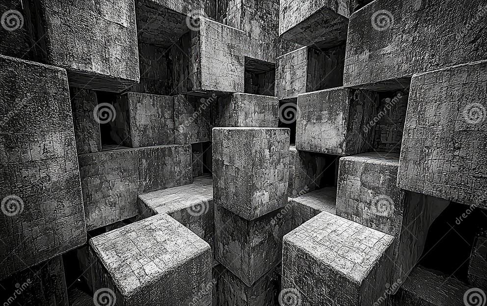 Abstract Background with Gray Blocks Pattern of Repeating Cube Shapes ...