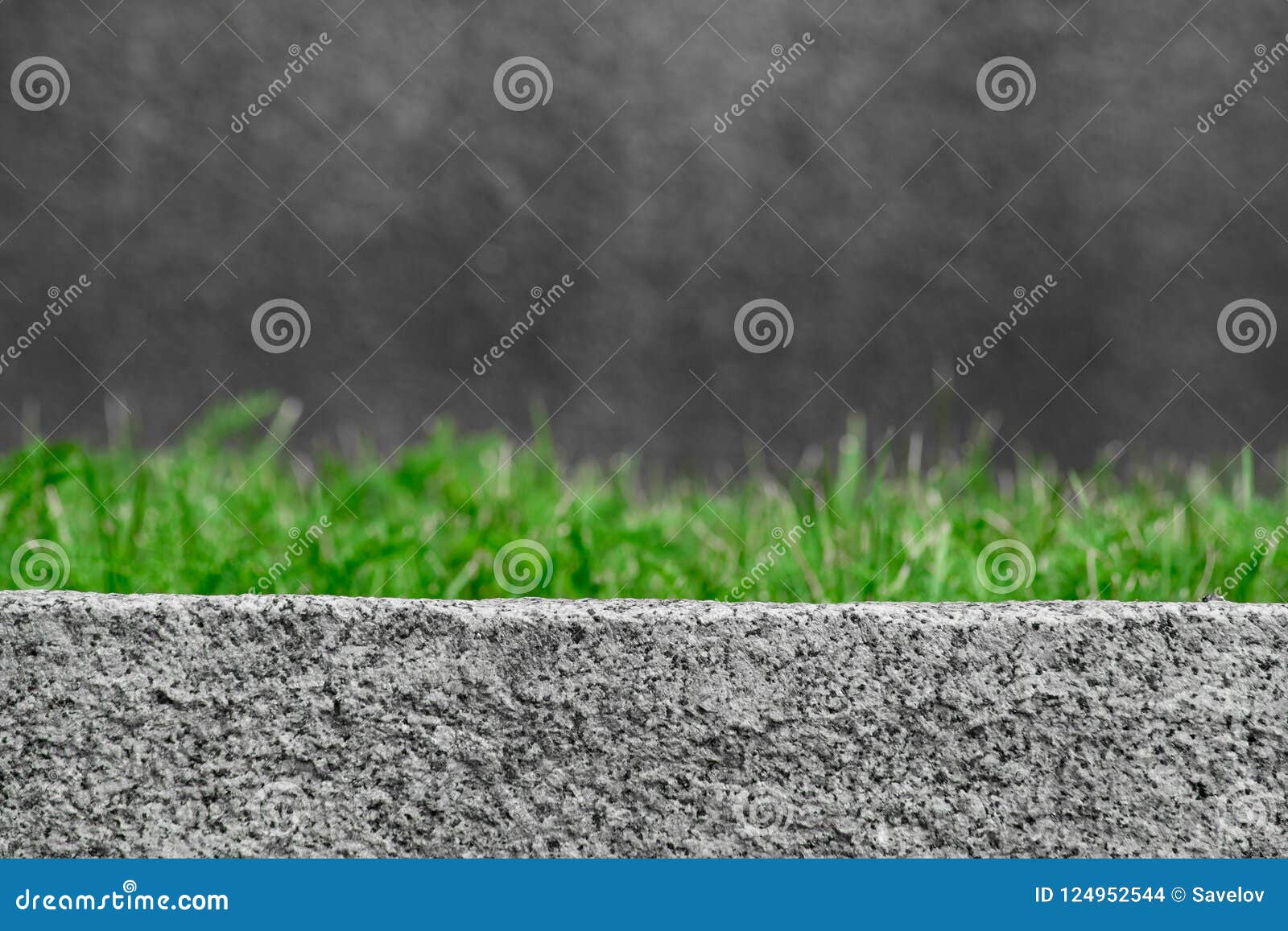 Abstract Background with a Gray Curb Stone and Green Grass Stock Photo ...