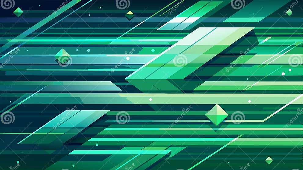 Abstract Background with Green and Geometric Rectangle Lines. Modern ...
