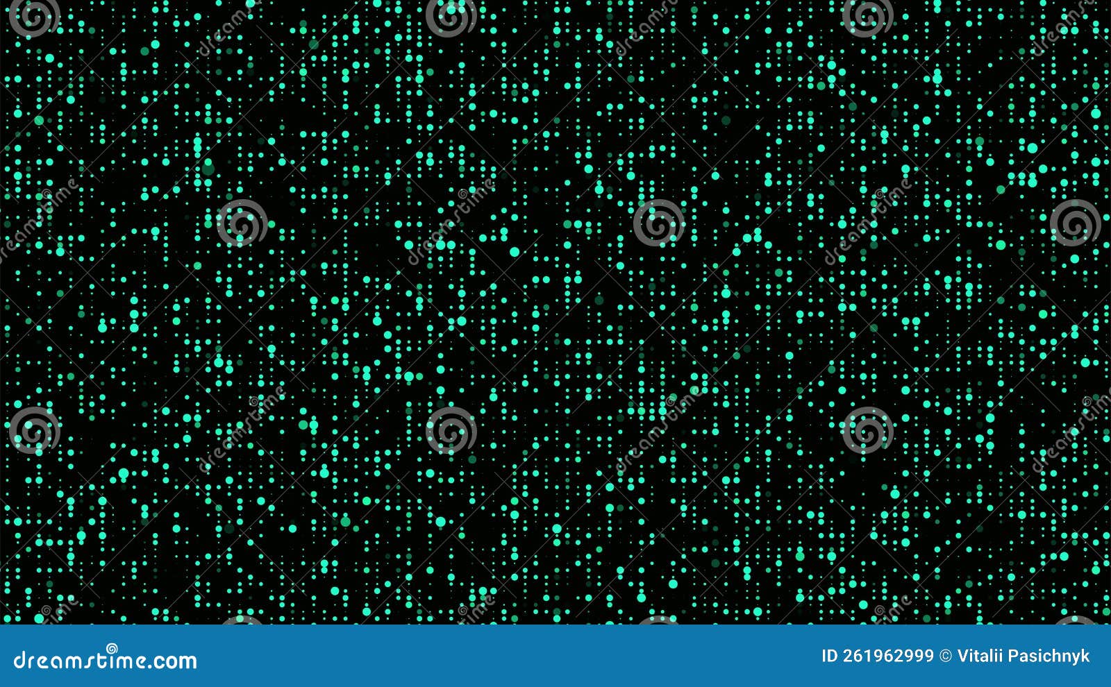 Abstract Background with Green Glowing Dots. Grid of Blinking Dots. the ...