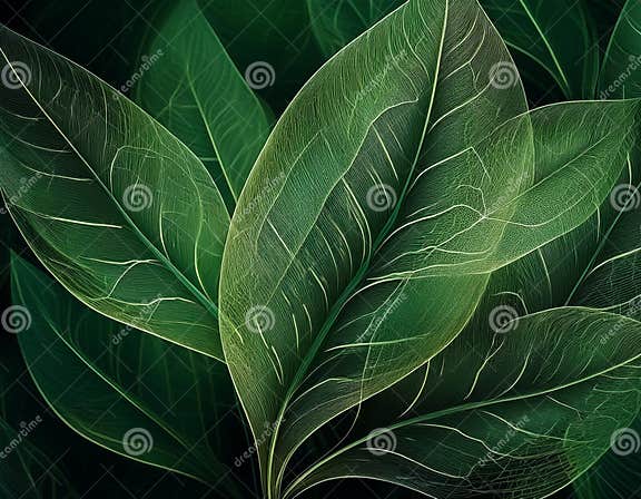 Abstract Background with Green Leaf Textures Layered Transparency ...