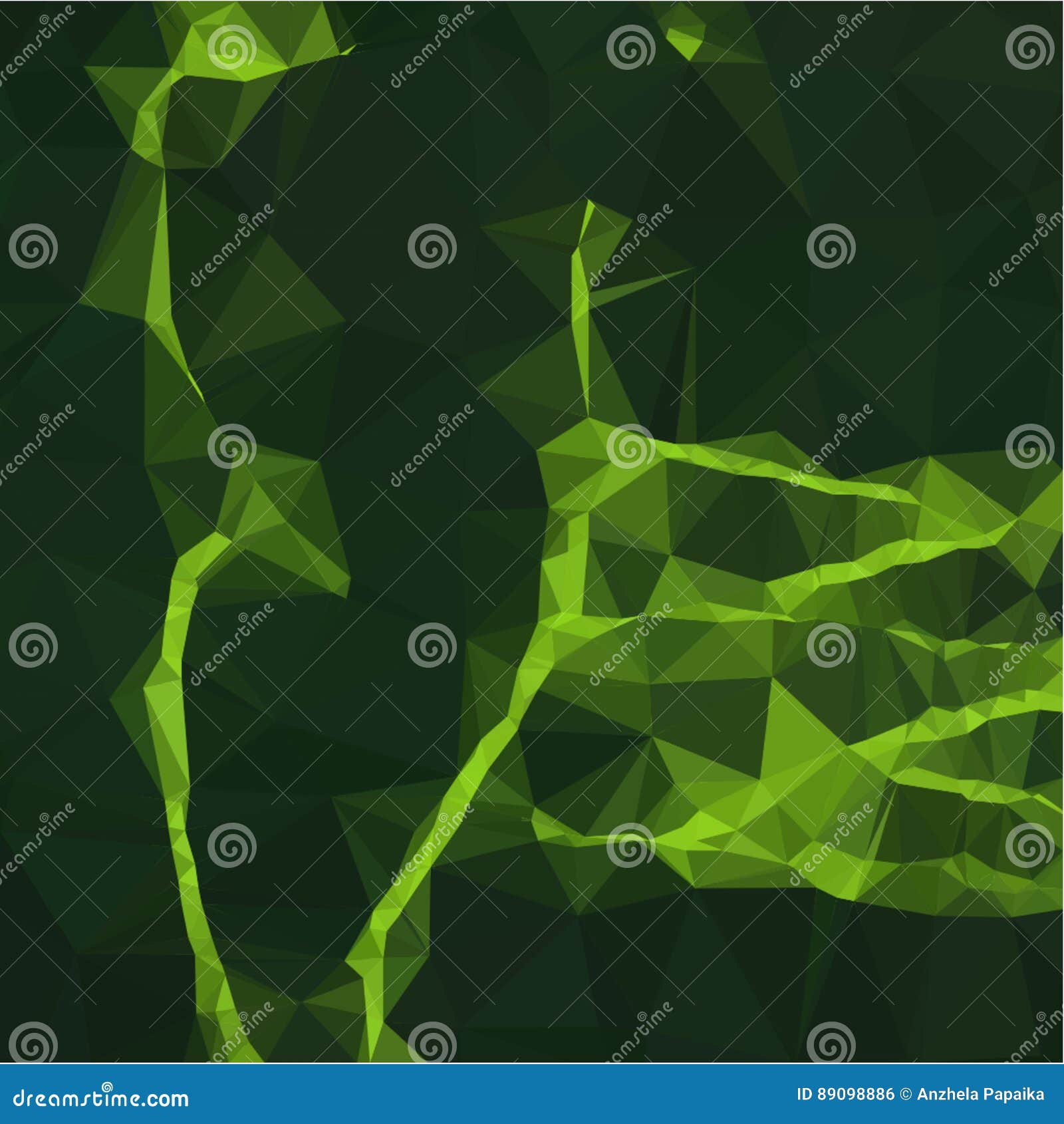 Abstract Background of Green Light and Dark Splinters in Low-poly Style ...
