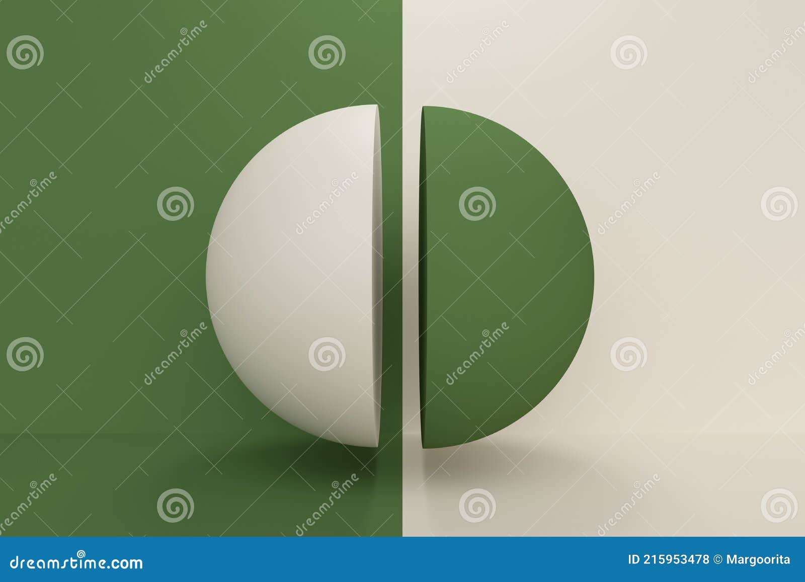 Abstract Background with Green and White Half Ball. 3d Rendering Stock ...