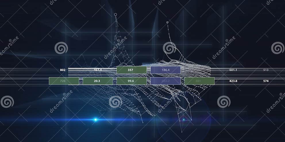 Abstract Background Grid Polygonal Wireframe Graph with Circles and ...