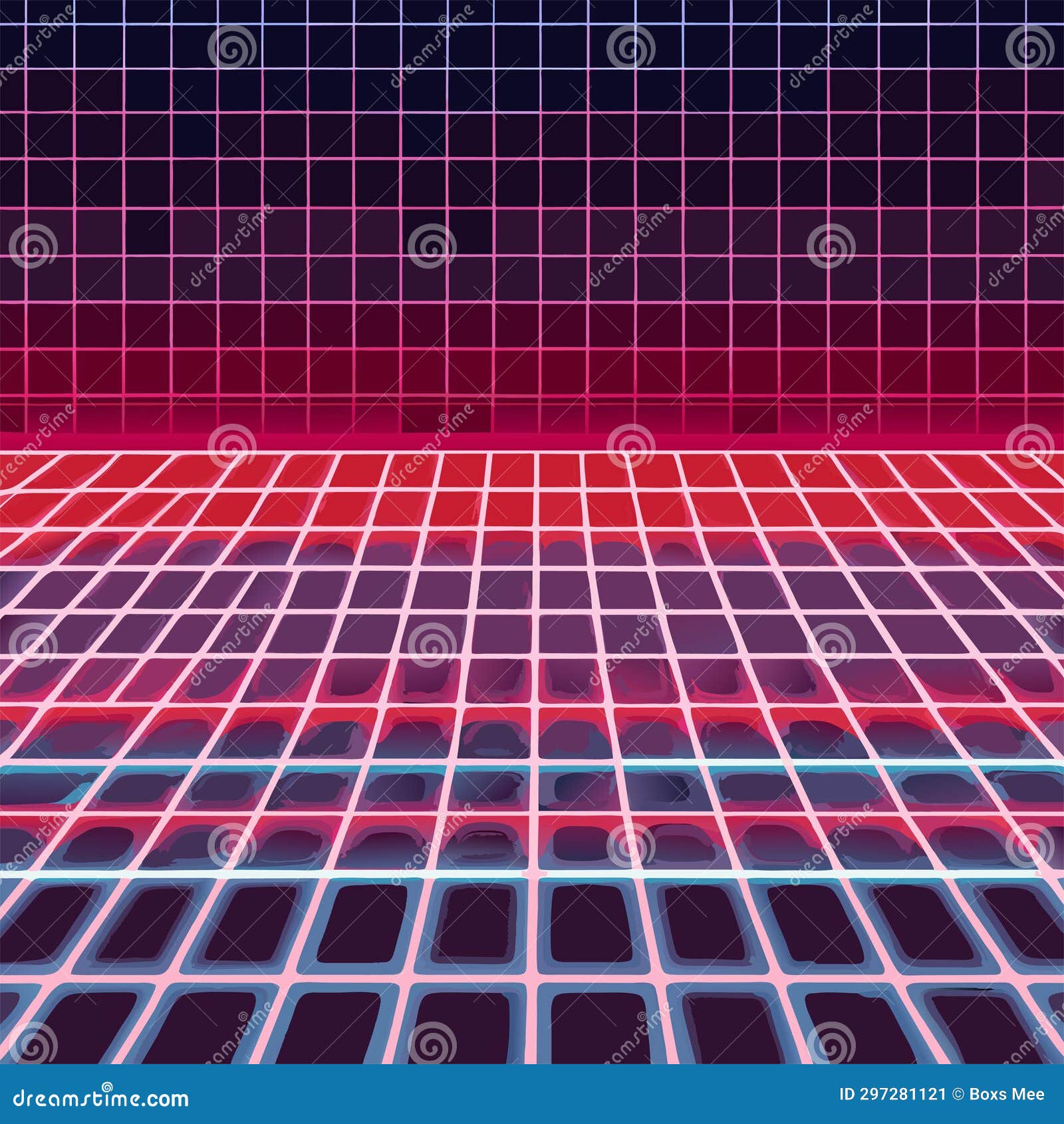 Abstract Background with a Grid of Red and Blue Squares. 3d Rendering ...