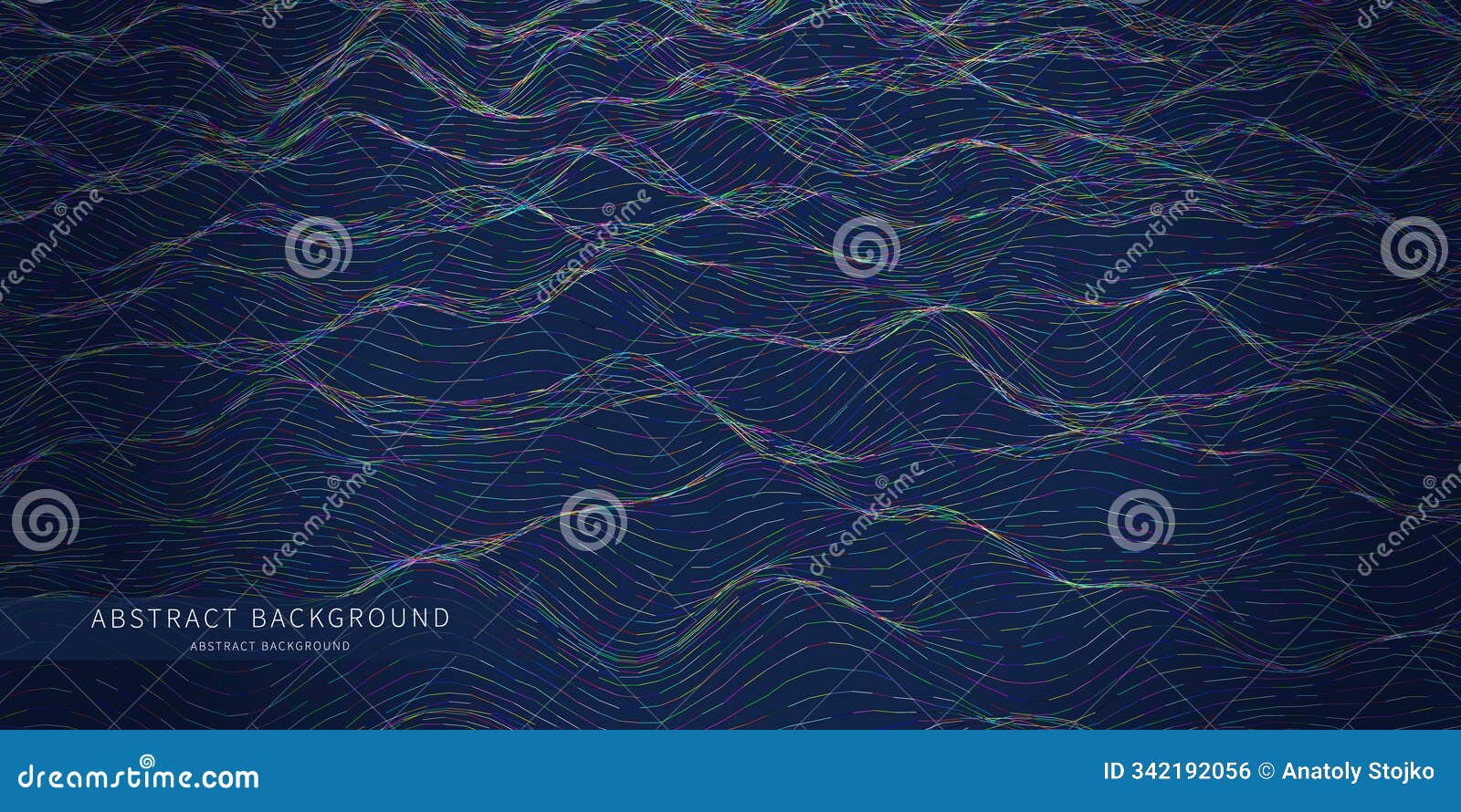 Abstract Background Grid Wavy from Color Lines on Blue. Technology ...
