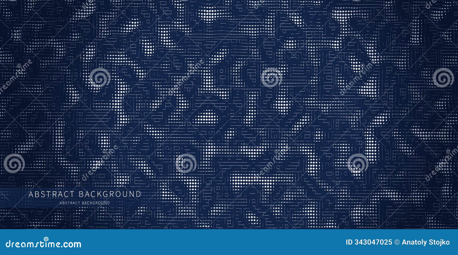 Abstract Background Grid Wavy from Dots and Lines on Blue. Technology ...