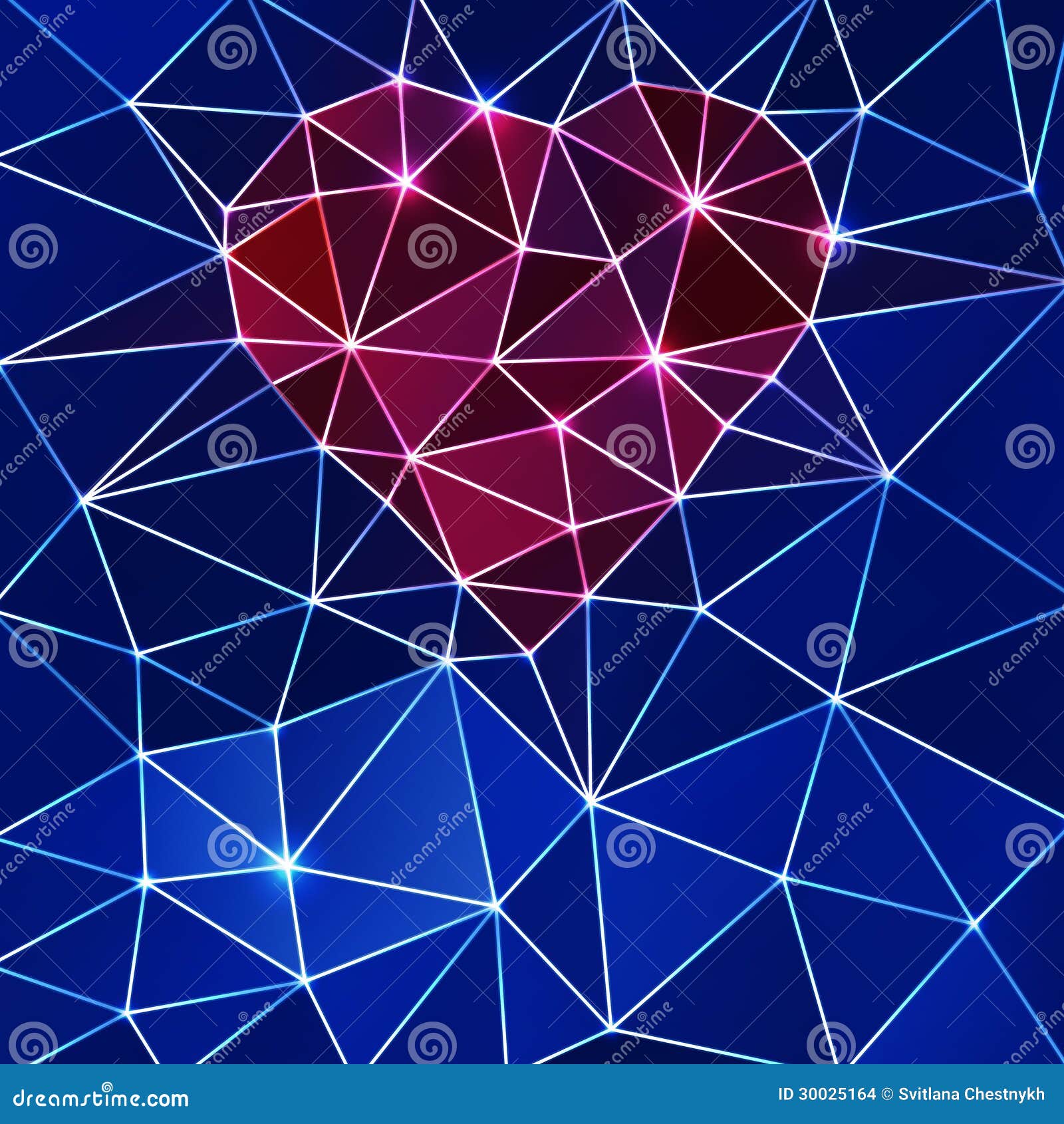 Background with Heart and Triangle Polygons. Stock Illustration ...