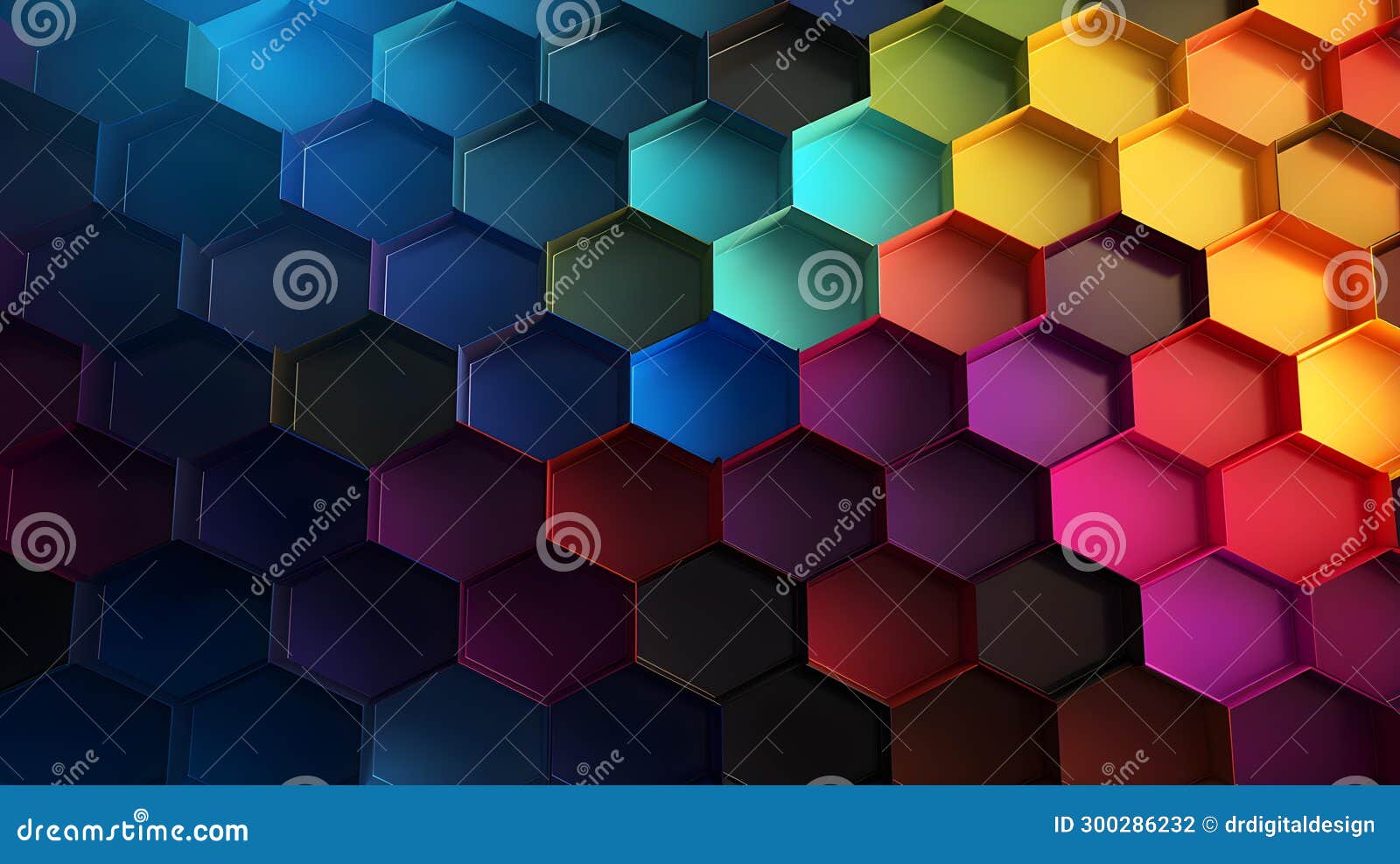 Abstract Background of Hexagonal Shapes in Multiple Colors. Geometric ...
