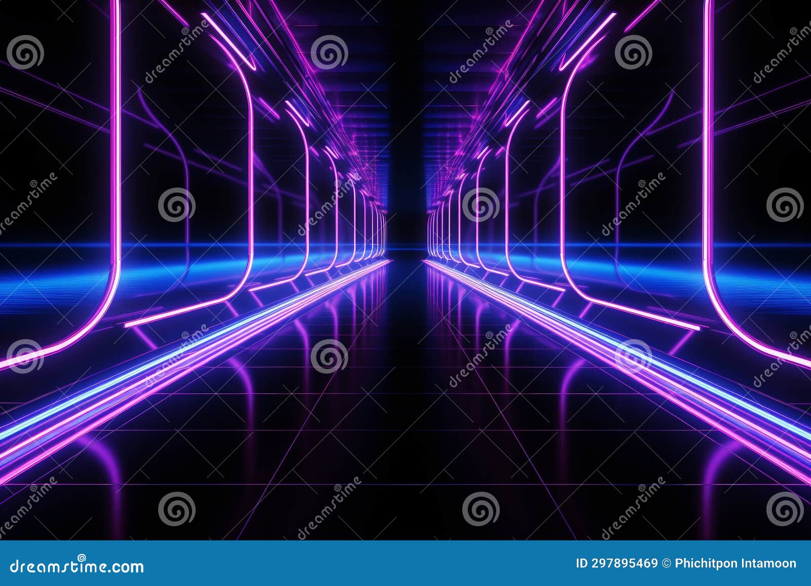 Abstract Background with High-speed and Moving Neon Futuristic ...