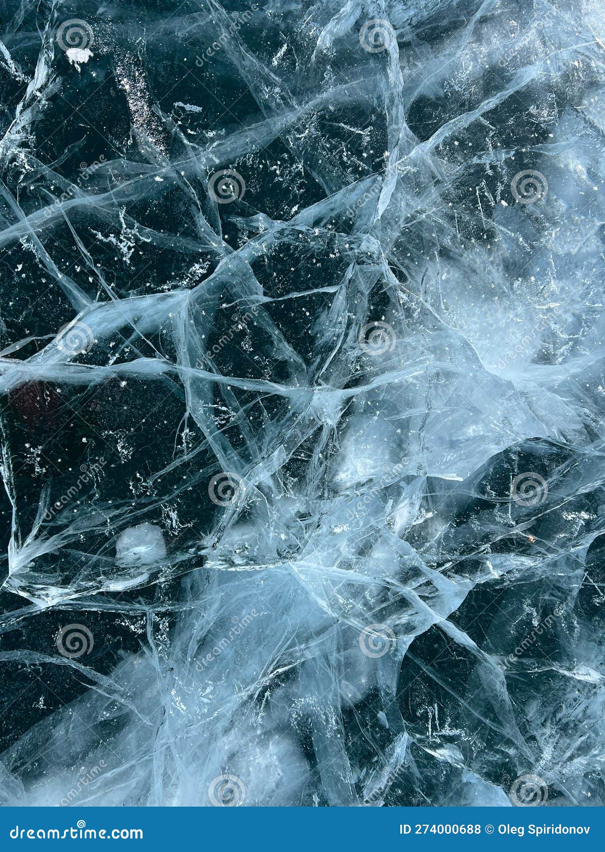 The Natural Texture of Winter Ice with White Bubbles and Cracks on a ...