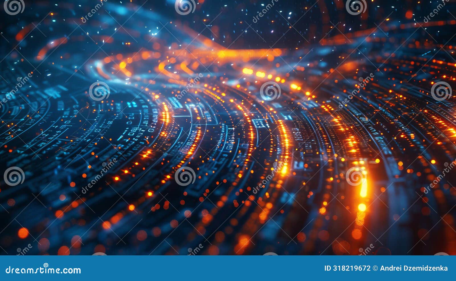 The Abstract Background is Illuminated Fiber Optic Network Connections ...