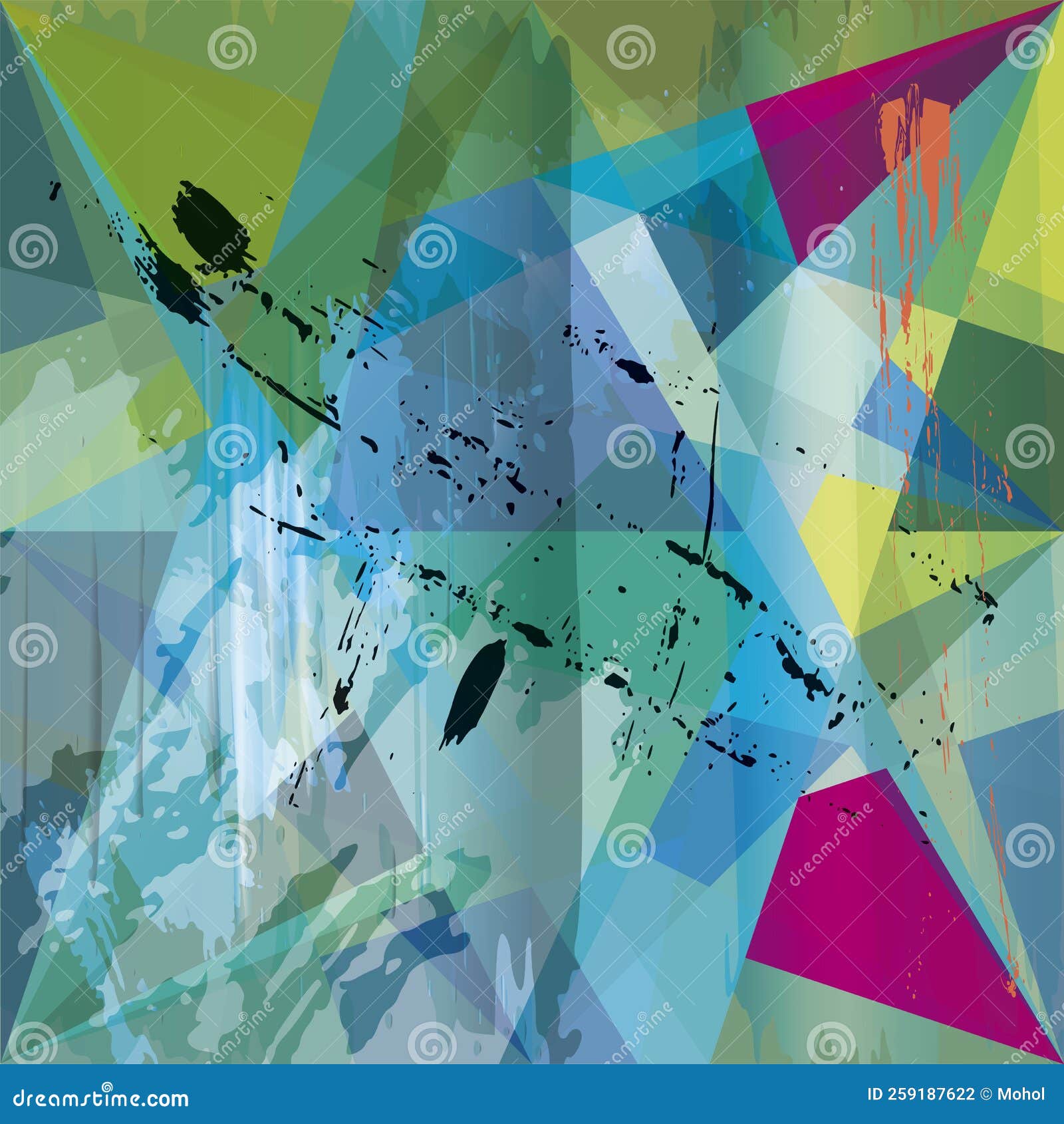 Abstract Background Illustration, with Triangles, Lines, Paint Strokes ...