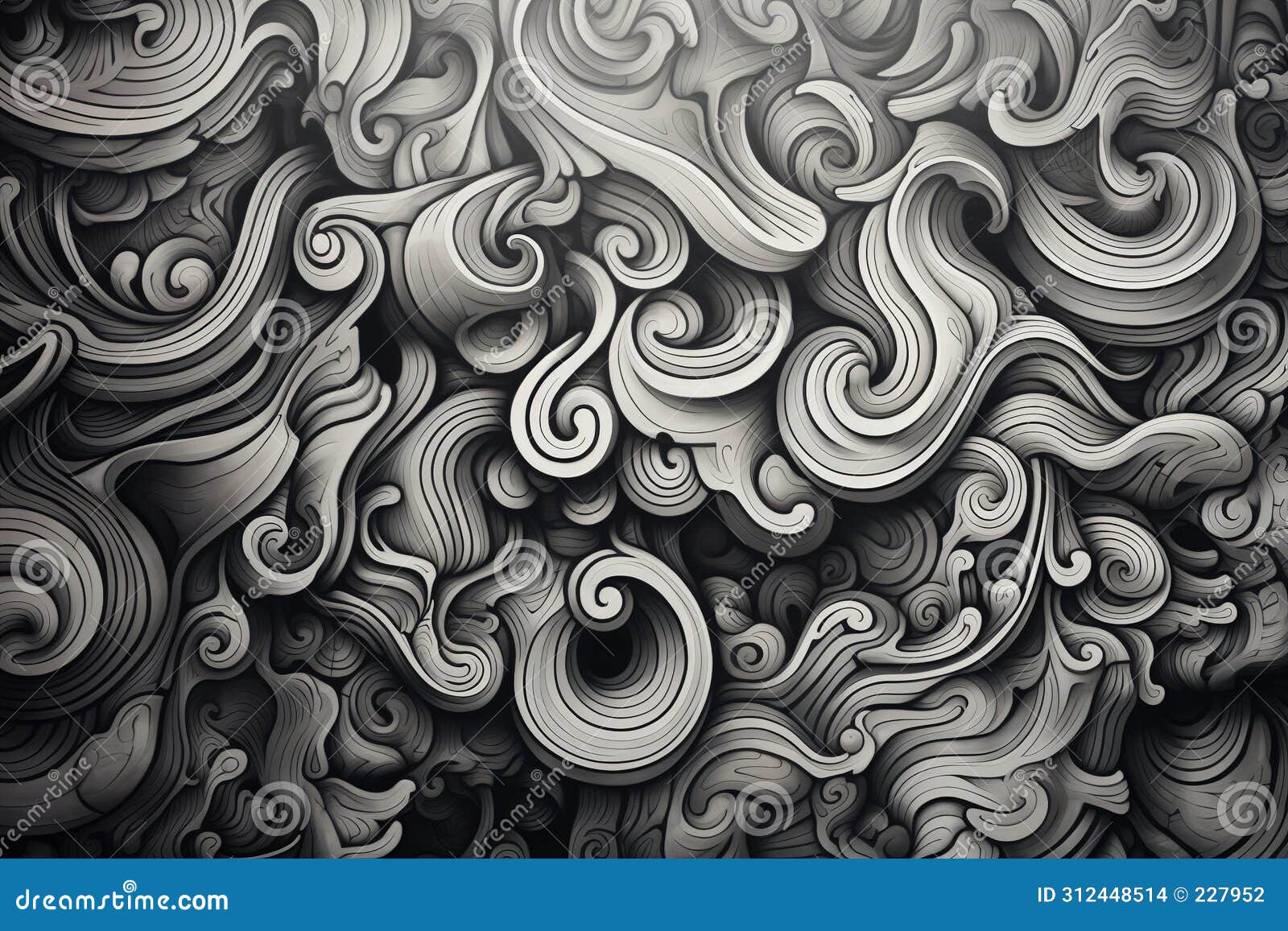 Abstract Background Illustration with Wavy Black Thin Lines and ...