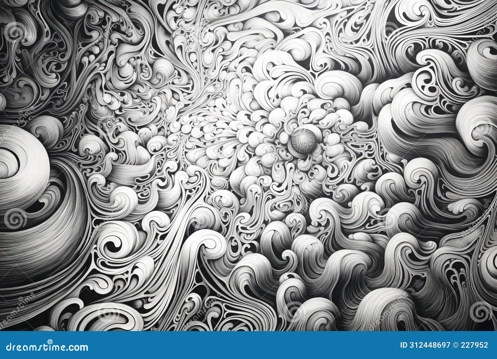 Abstract Background Illustration with Wavy Black Thin Lines and ...