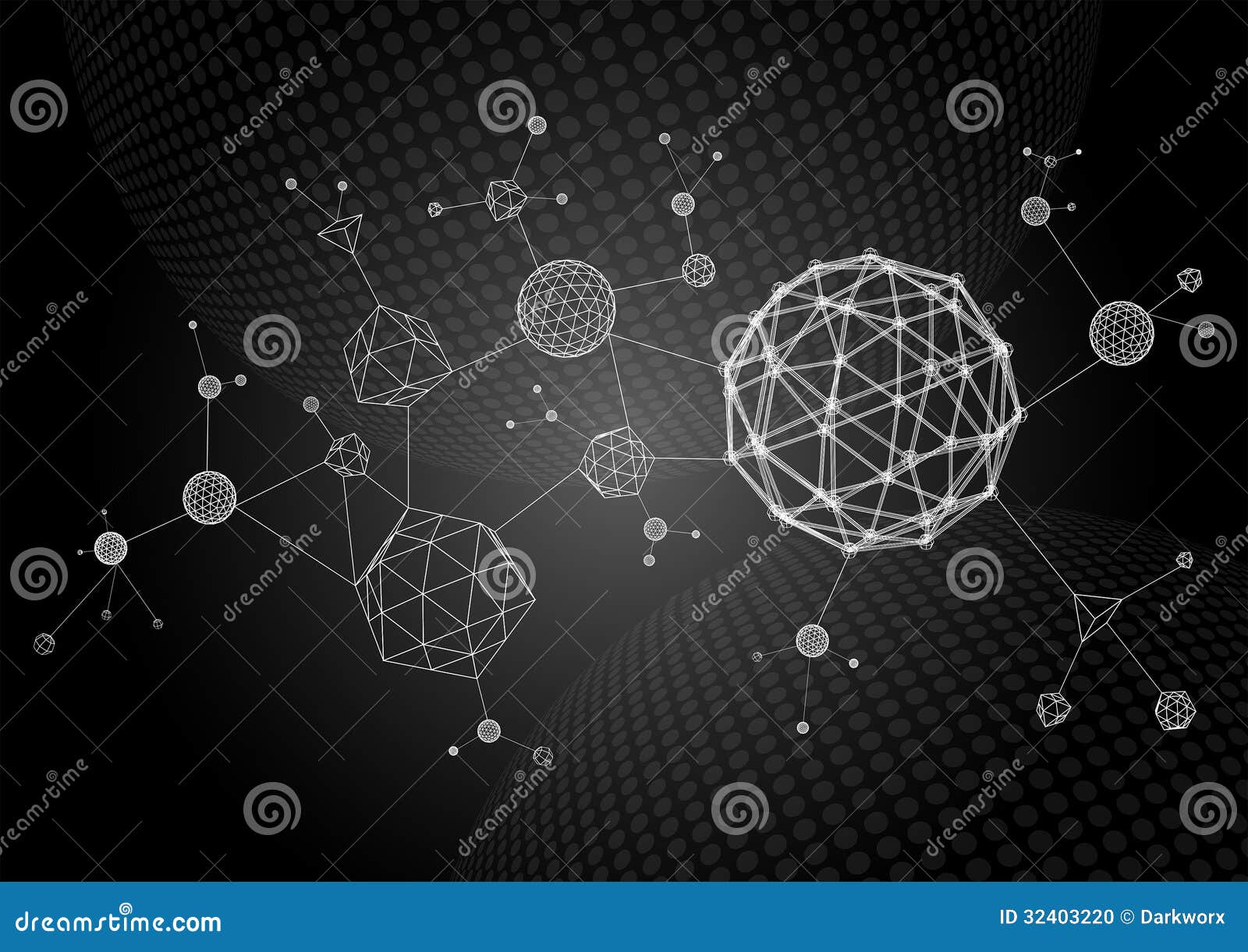 Abstract 3d Wireframe Molecules Stock Vector - Illustration of ...