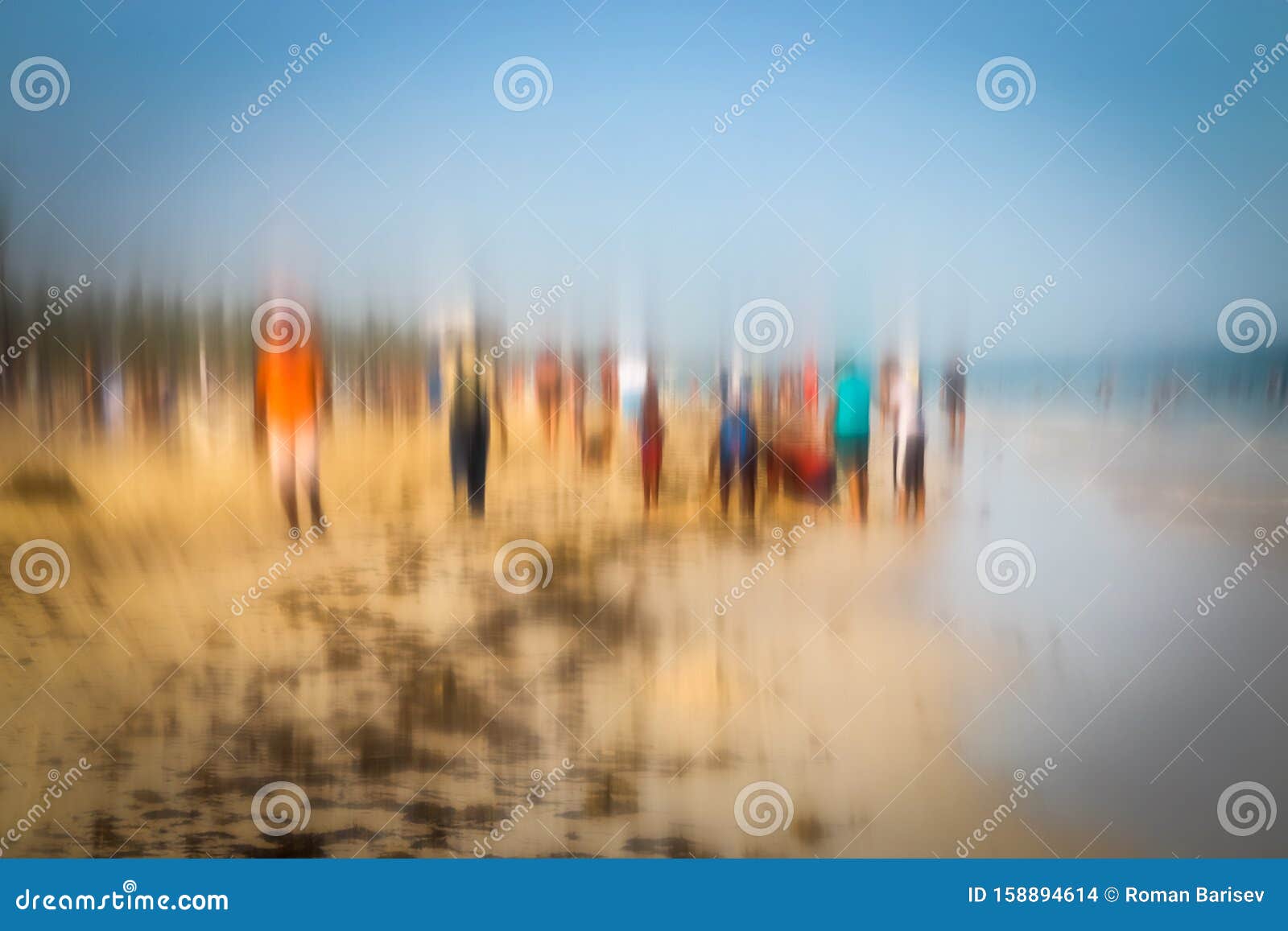 Abstract Background Image of People Walking on the Beach in the Style ...