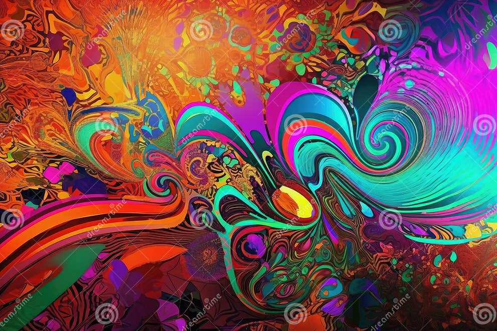 Abstract Background Image with a Psychedelic Vibe, Using Bright Colors ...