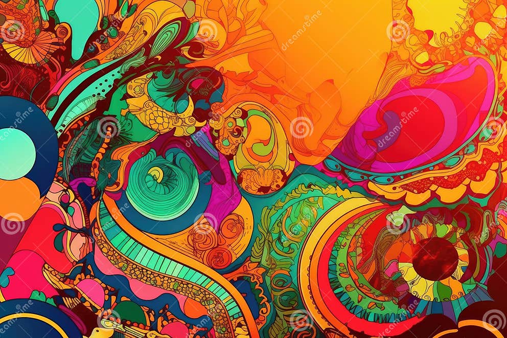 Abstract Background Image with a Psychedelic Vibe, Using Bright Colors ...