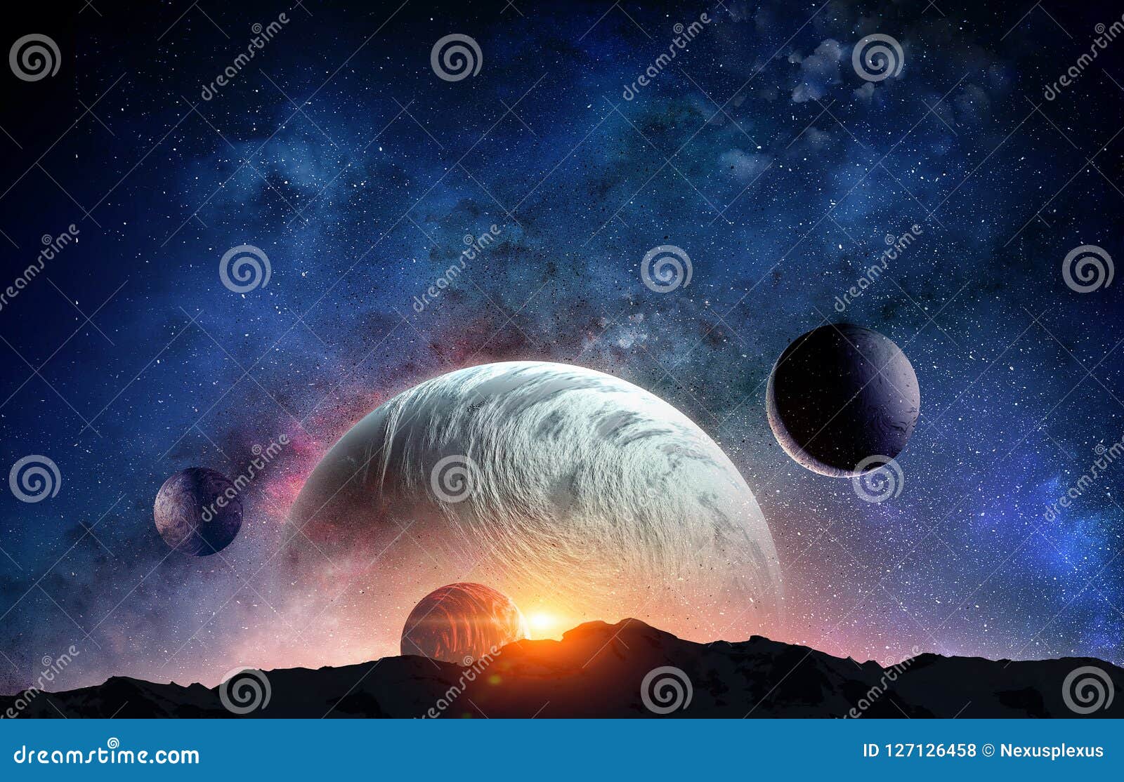 Space planets and nebula stock photo. Image of universe - 127126458
