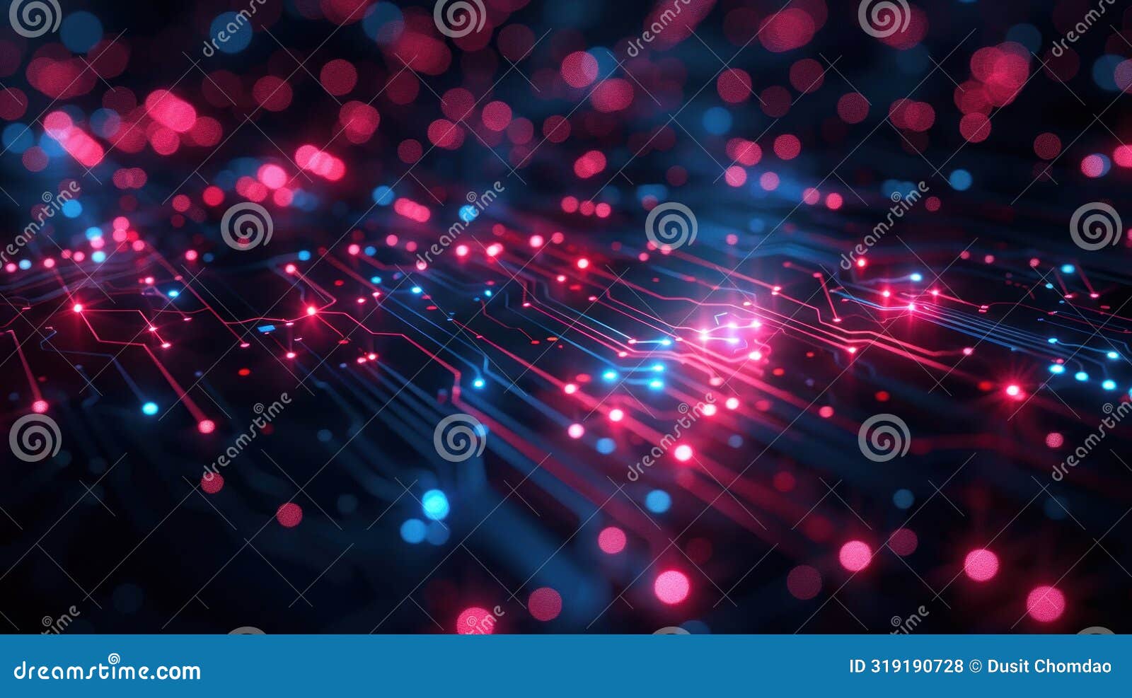 An Abstract Background with Interconnected Digital Nodes and Circuit ...