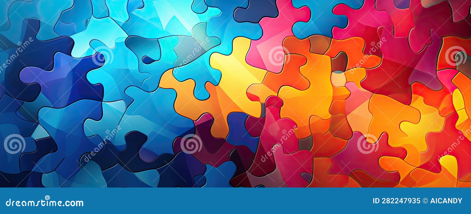 Abstract Background with Interconnected Puzzle Pieces in Various ...