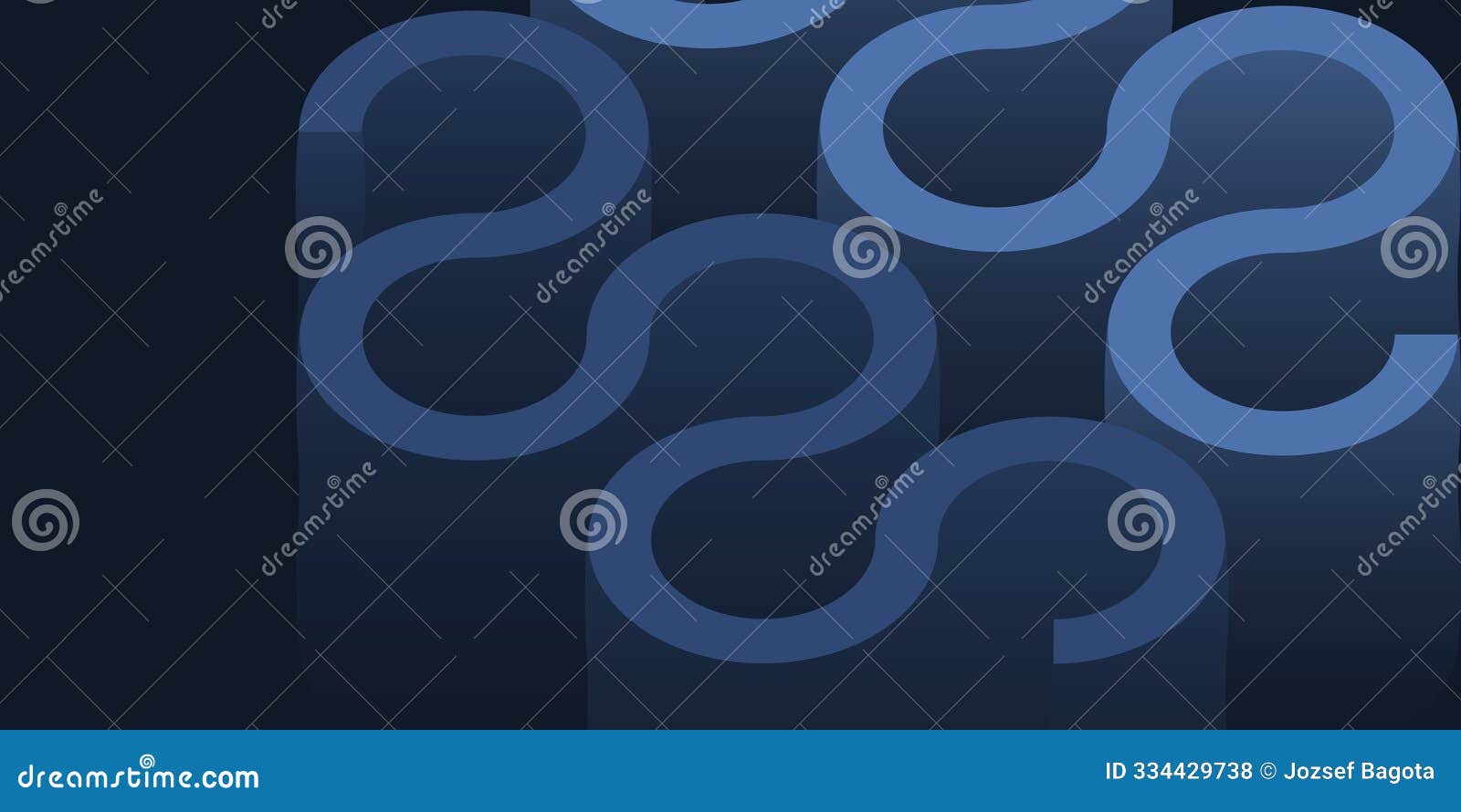 Abstract Background with Interlocking 3D Curving Shapes: a Dark Blue ...