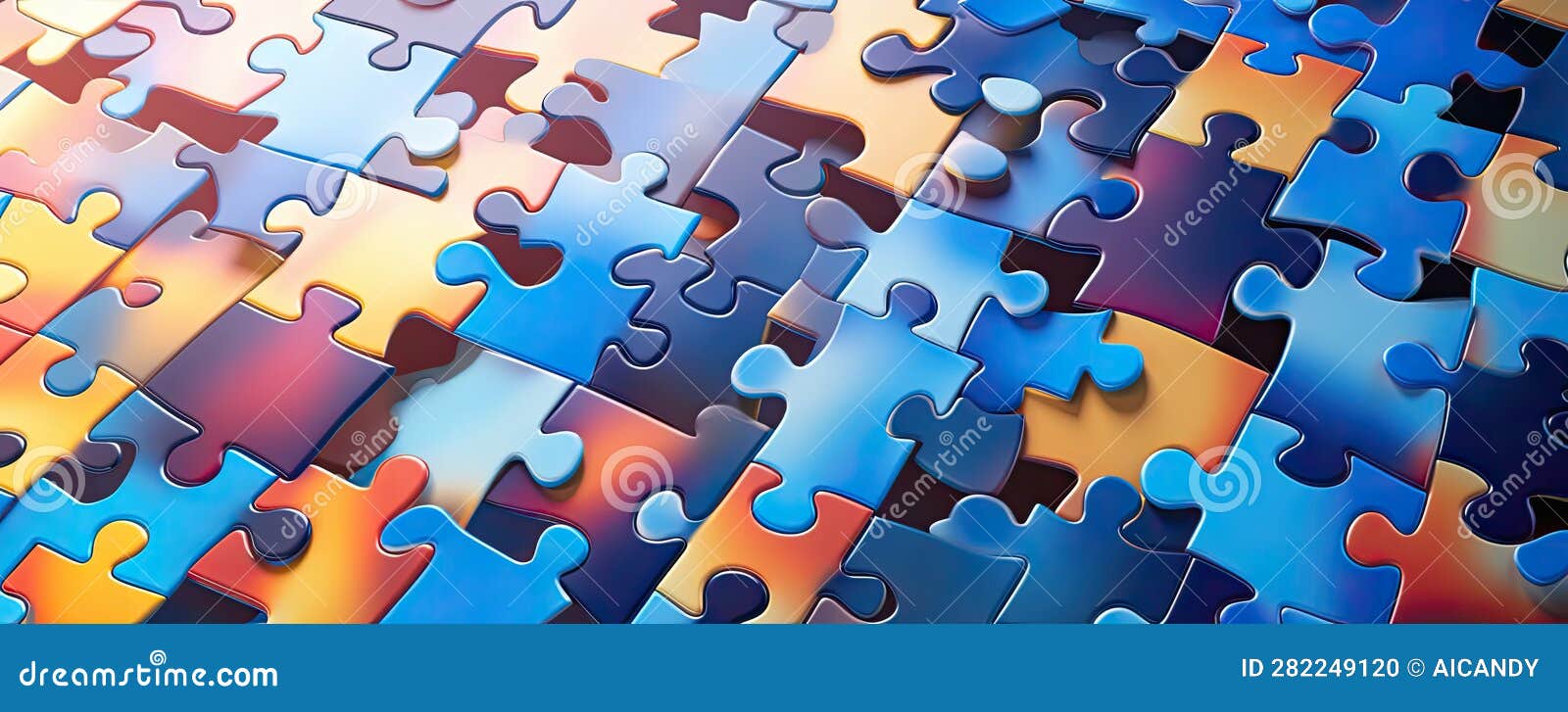 Abstract Background with Interlocking Puzzle Pieces, Representing ...
