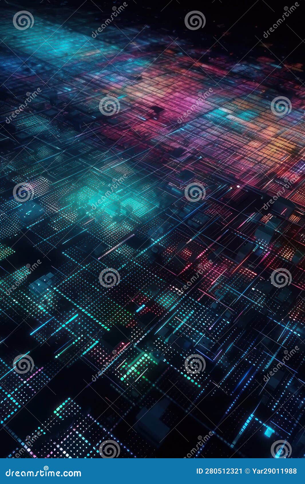 Abstract Background, Internet Networks, Neon Colors. Vertical ...