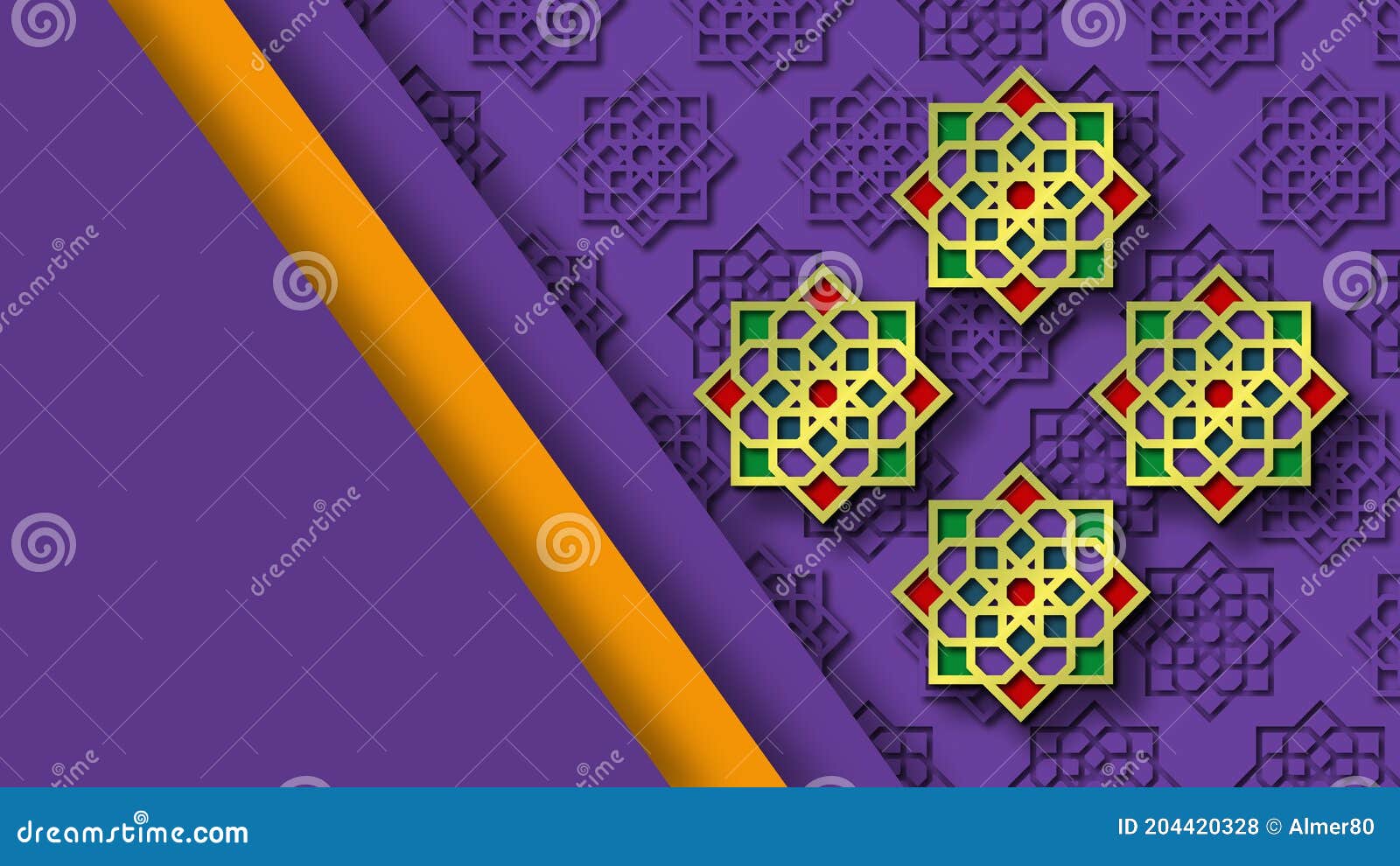 Abstract Background with Islamic Patterns in Purple Colors. Diagonal ...