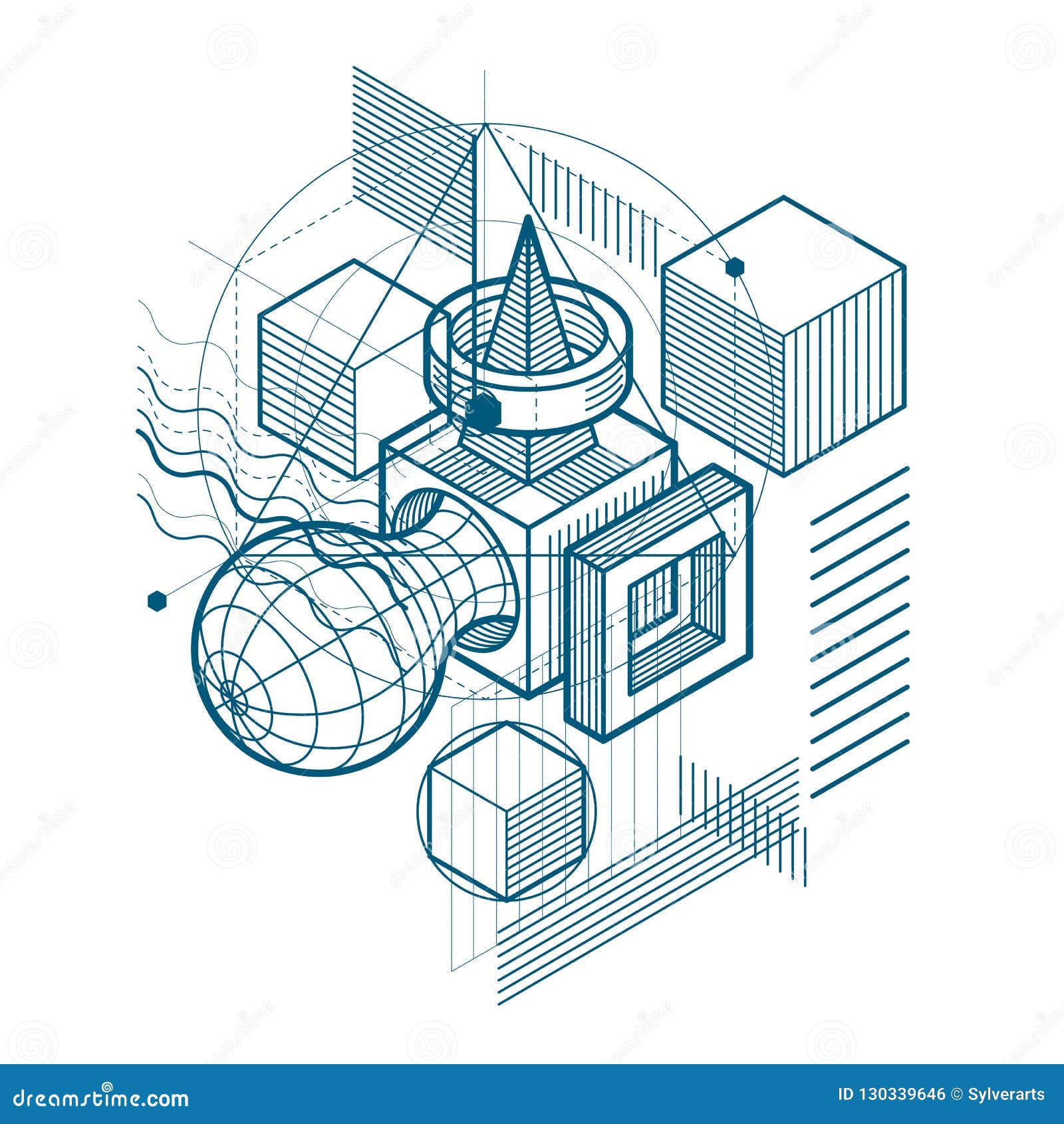 Abstract Background with Isometric Elements. Stock Illustration ...