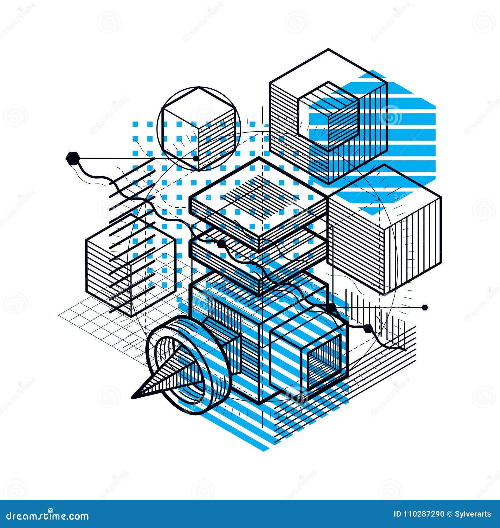 Abstract Background with Isometric Lines, Vector Illustration. T Stock ...