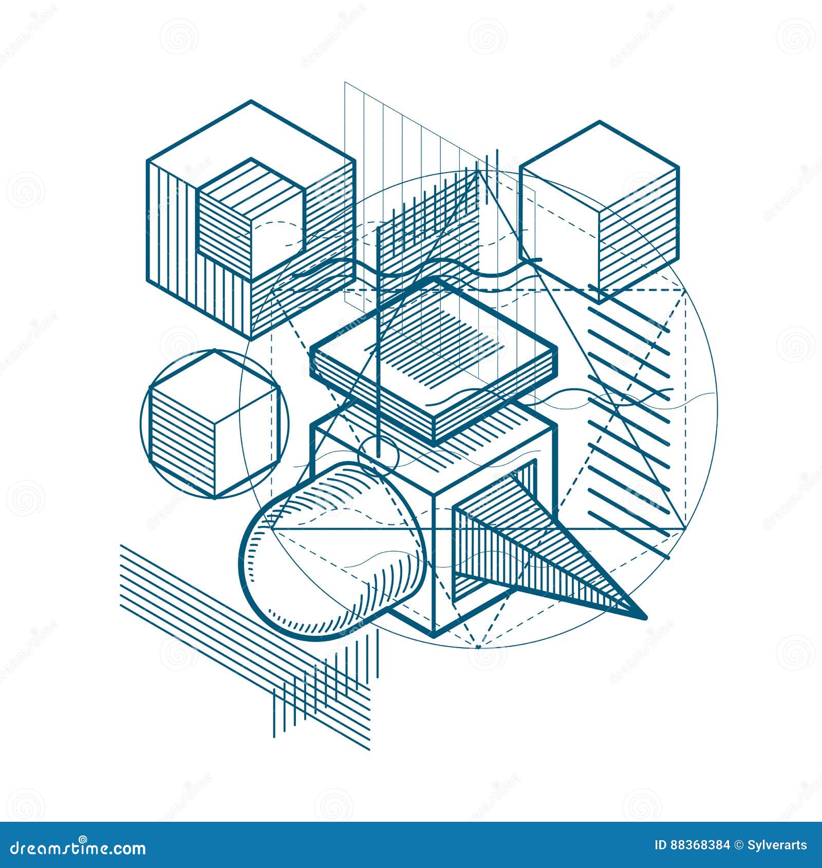 Abstract Background with Isometric Lines, Vector Illustration. T Stock ...