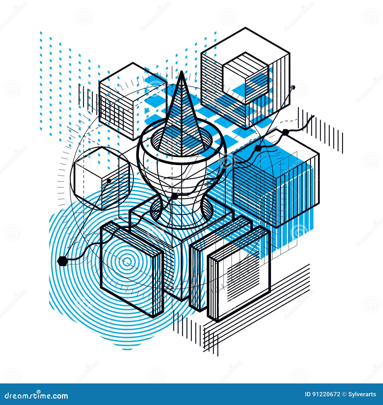 Abstract Background with Isometric Lines, Vector Illustration. T Stock ...