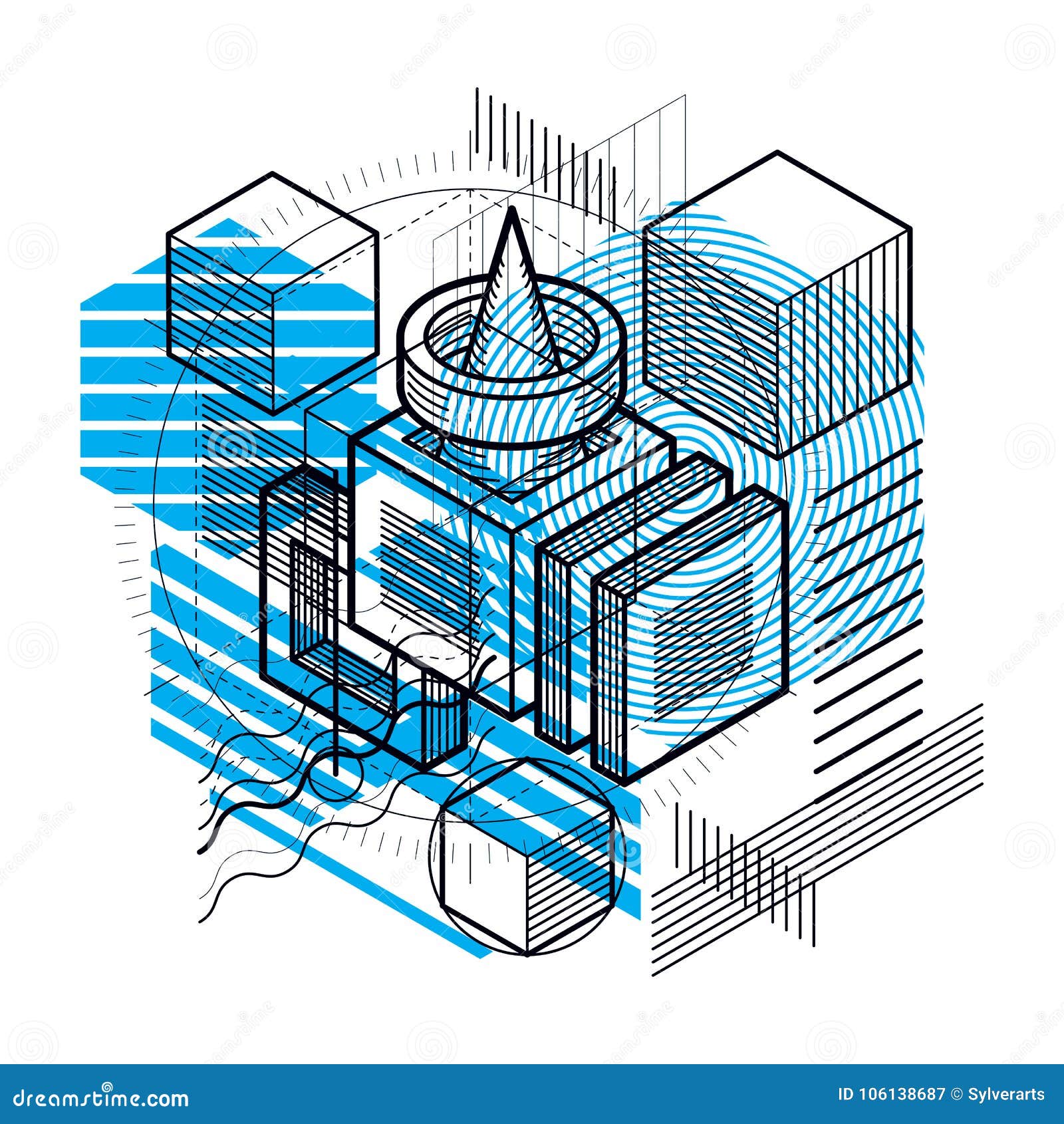 Abstract Background with Isometric Lines, Vector Illustration. T Stock ...
