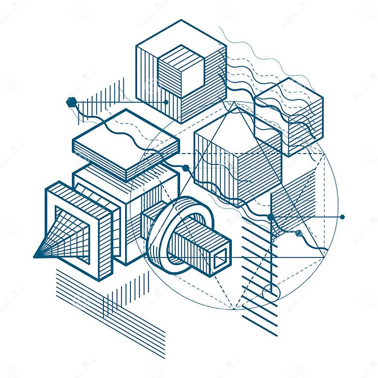 Abstract Background with Isometric Lines, Vector Illustration. T Stock ...