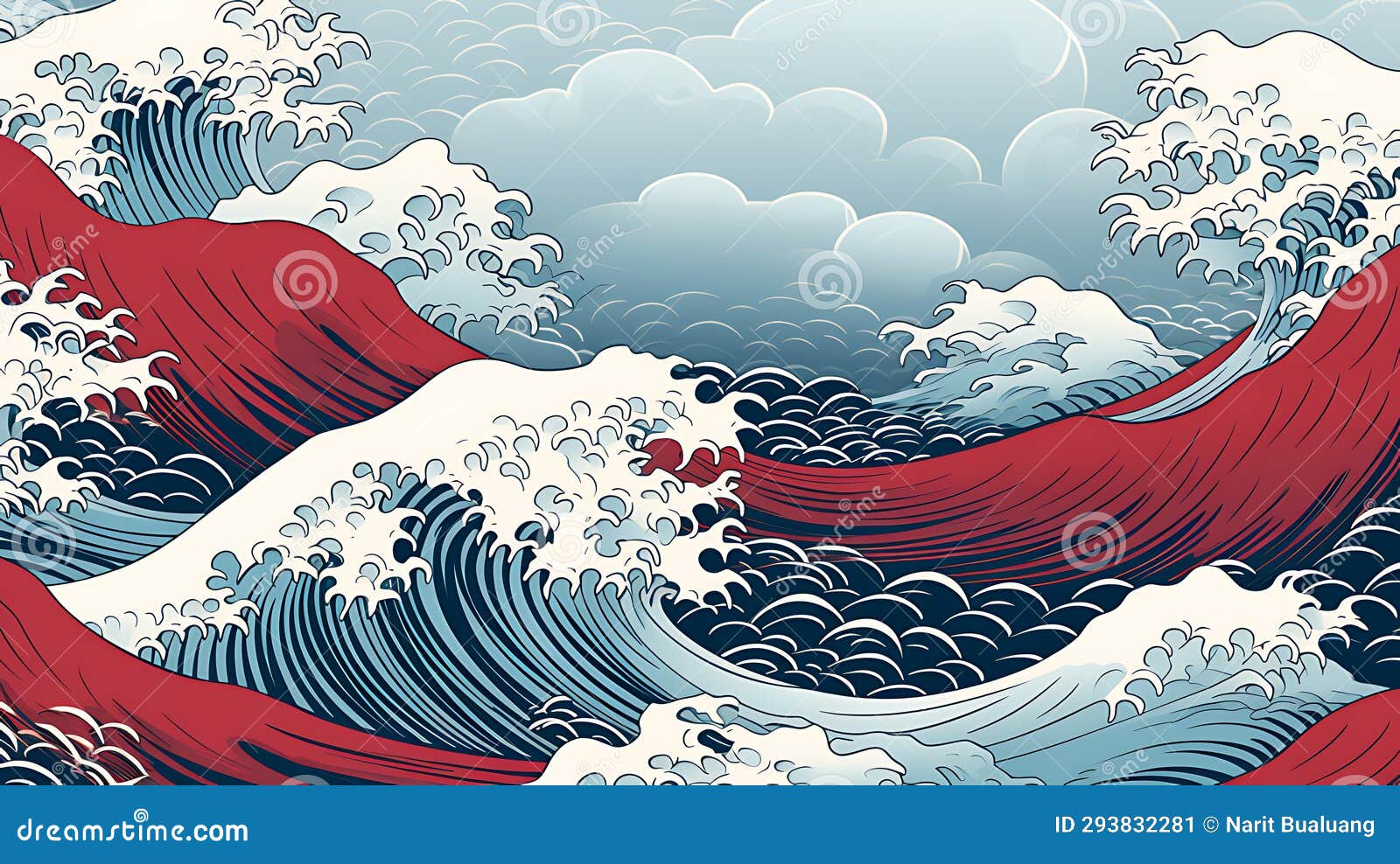 Abstract Background from Japanese Pattern Sea Wave Stock Image - Image ...
