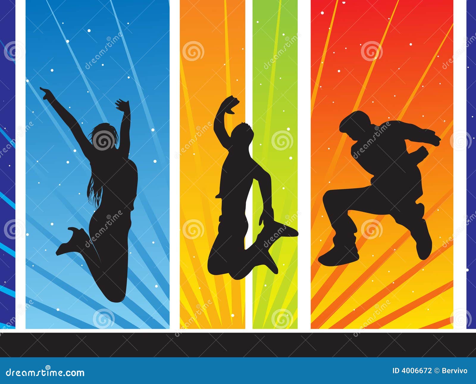 Abstract Background with Jumping Silhouettes Stock Illustration ...