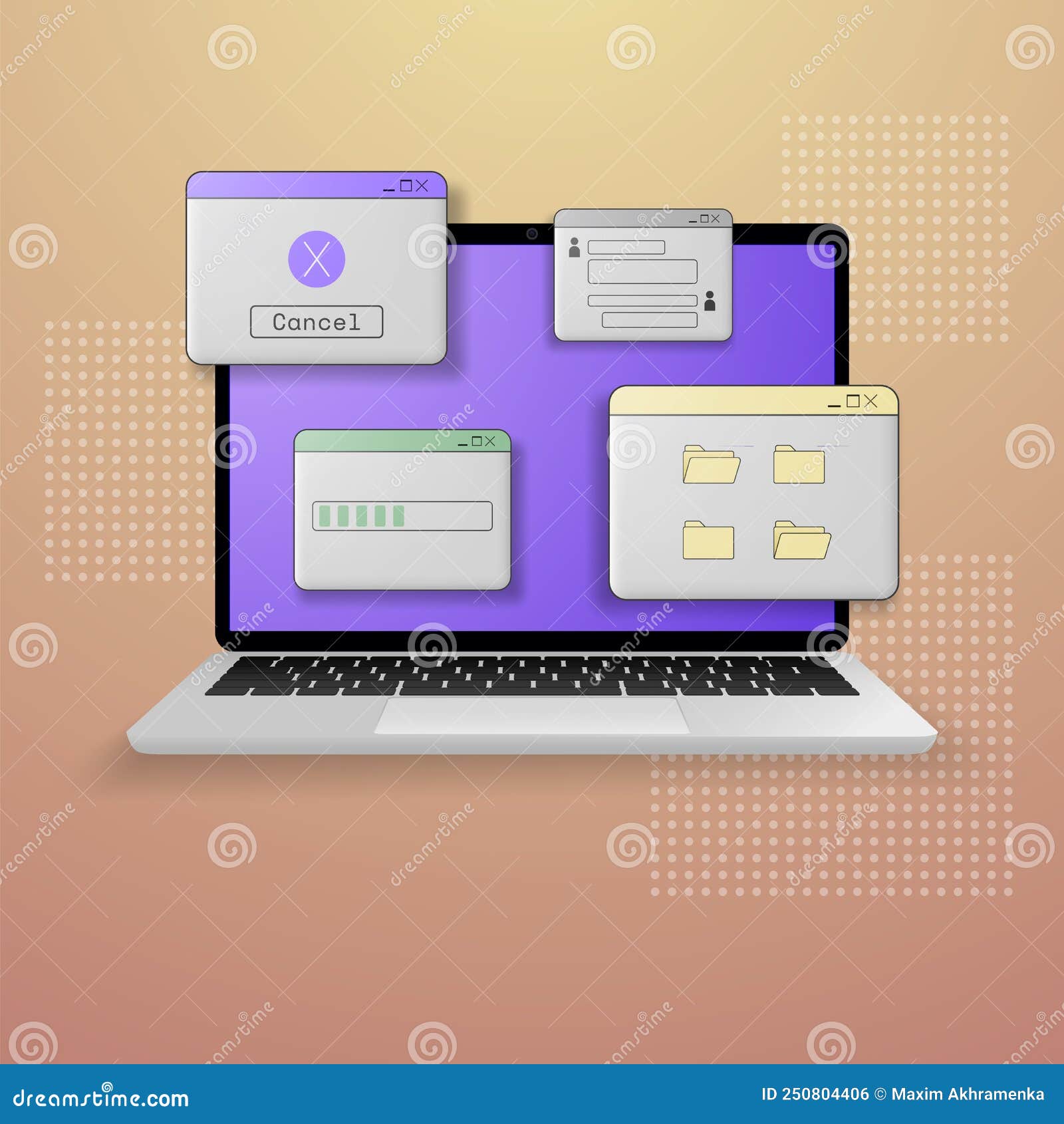 Retro Interface. Classic Old Software UI With Cyberpunk Theme And ...
