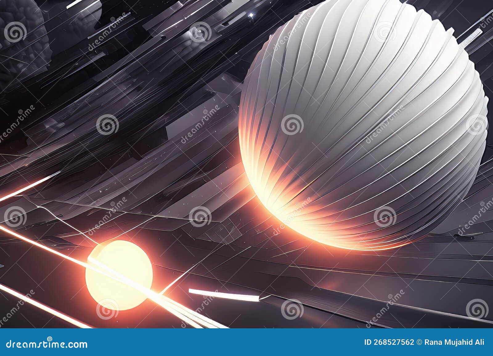 Abstract Background with Large White Fluted Sphere Render Realistic ...