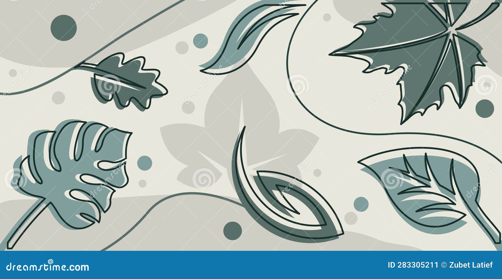 Abstract Background Leaf Minimalist with Outline in White Background ...